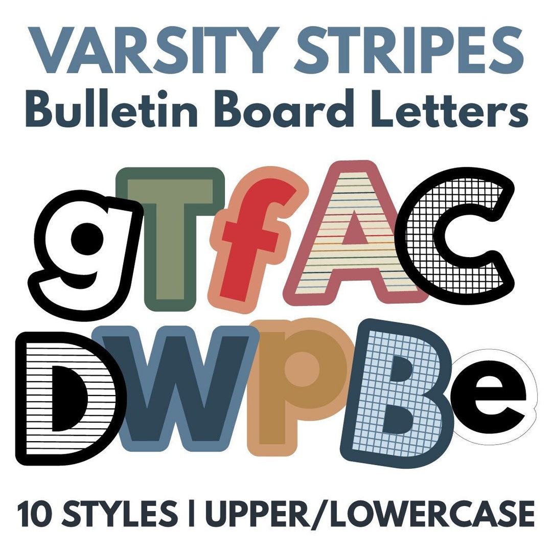 A-Z Bulletin Board Letters | Varsity Stripes Collection | Printable ...
