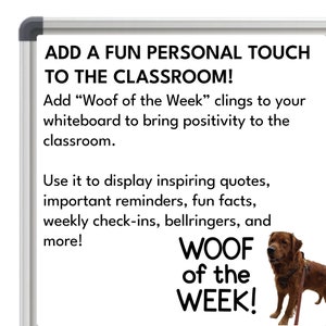 Woof of the Week Whiteboard Clings | Classroom Ideas for Dog Lovers ...