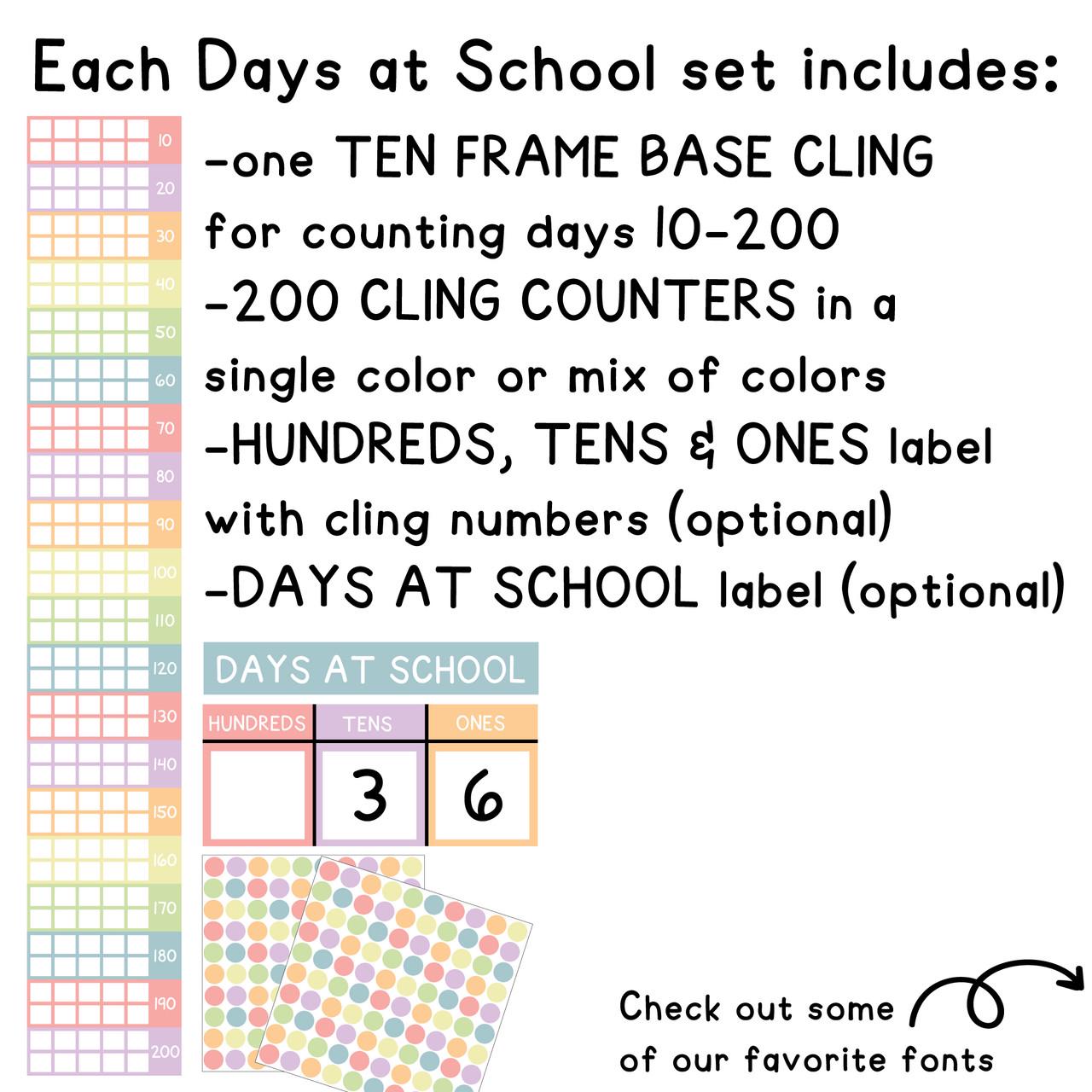 Pastel Days at School Ten Frame Whiteboard Clings + Counters – Reusable ...