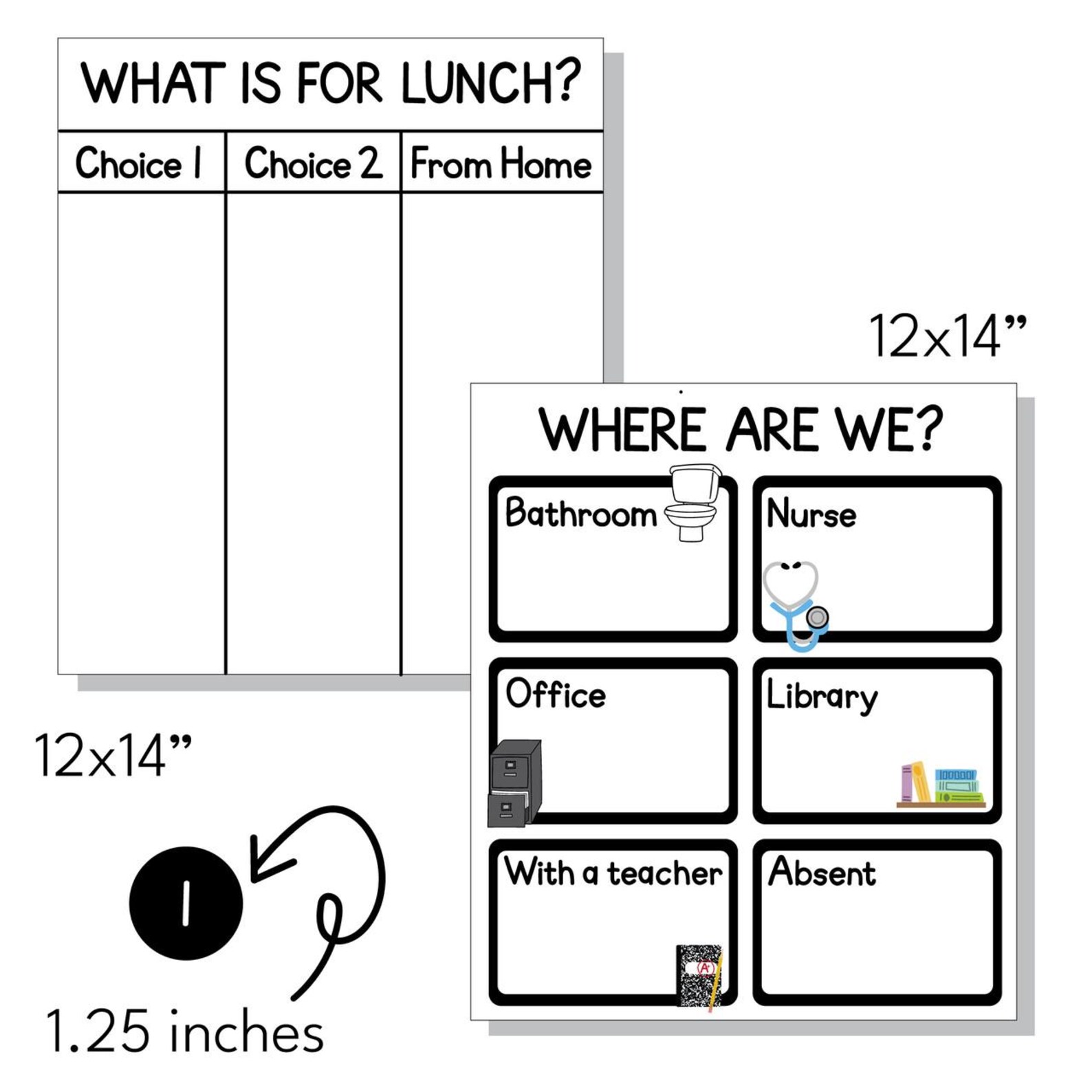 Location and Lunch Tracker Classroom Whiteboard Clings | Student Number ...