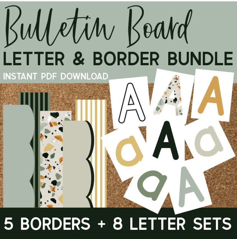 Modern Terrazzo Bulletin Board Letters and Borders Bundle | Etsy