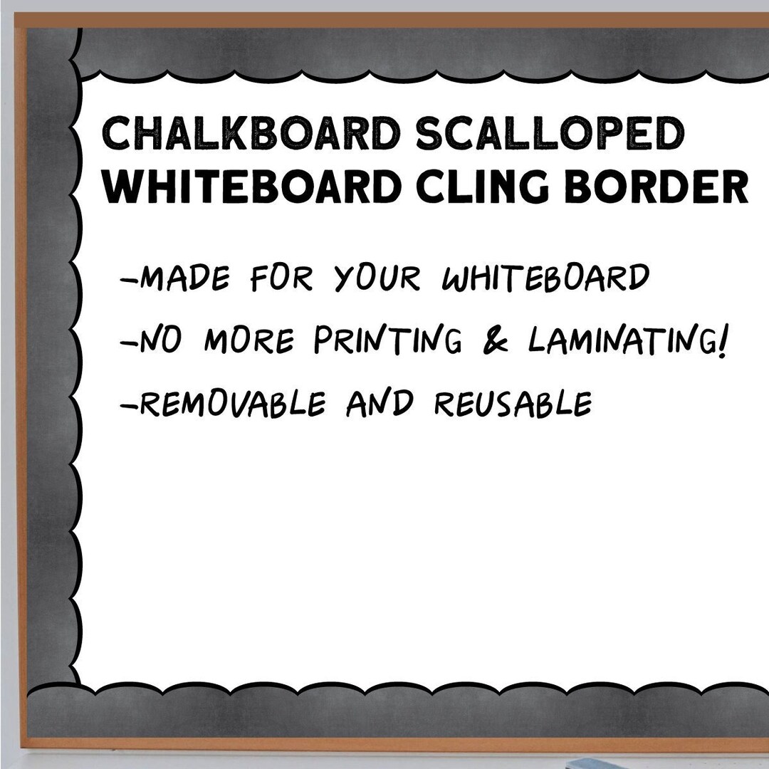 Chalkboard Scalloped Whiteboard Cling Border | Reusable Borders ...