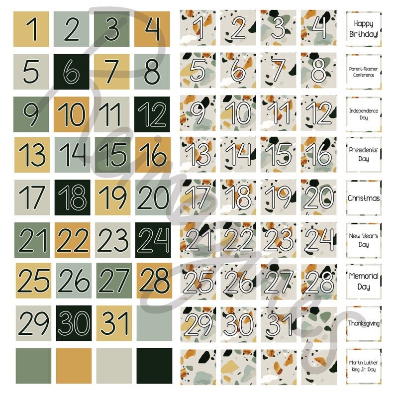 Modern Terrazzo Calendar Bulletin Board Bundle | Printable PDF | Modern ...