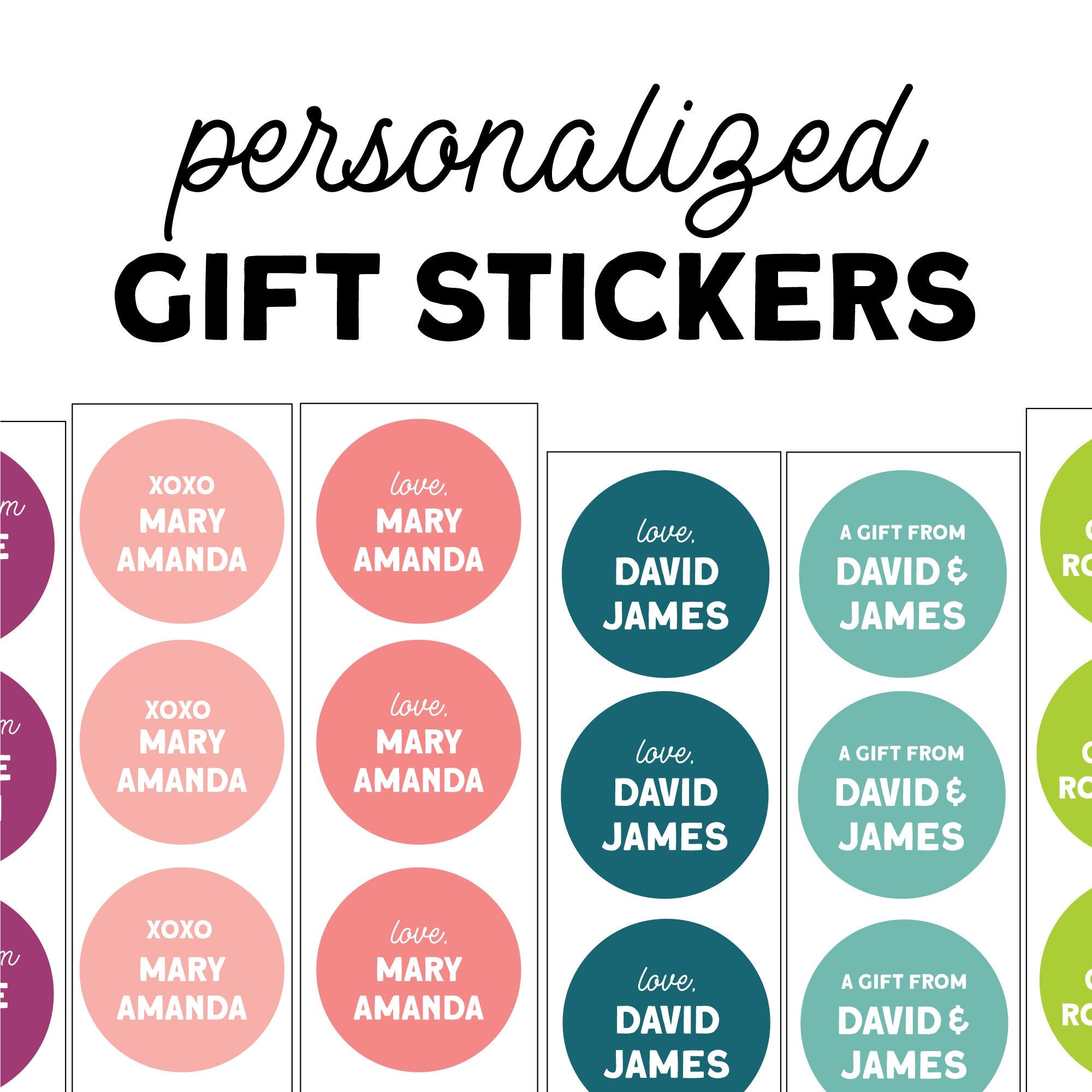 Personalized Round Gift Sticker | Custom Gift Labels | Colorful Gift ...
