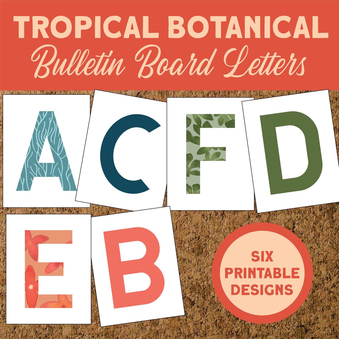 Tropical Botanical Bulletin Board Letter Bundle Printable - Etsy
