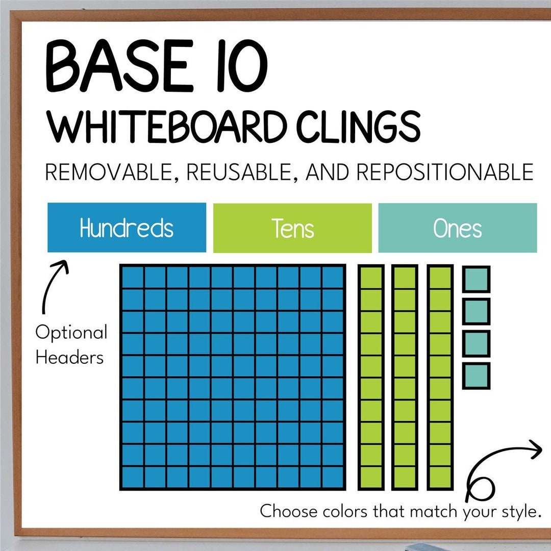 Base 10 Whiteboard Cling Set | Base 10 Manipulatives for the Whiteboard ...