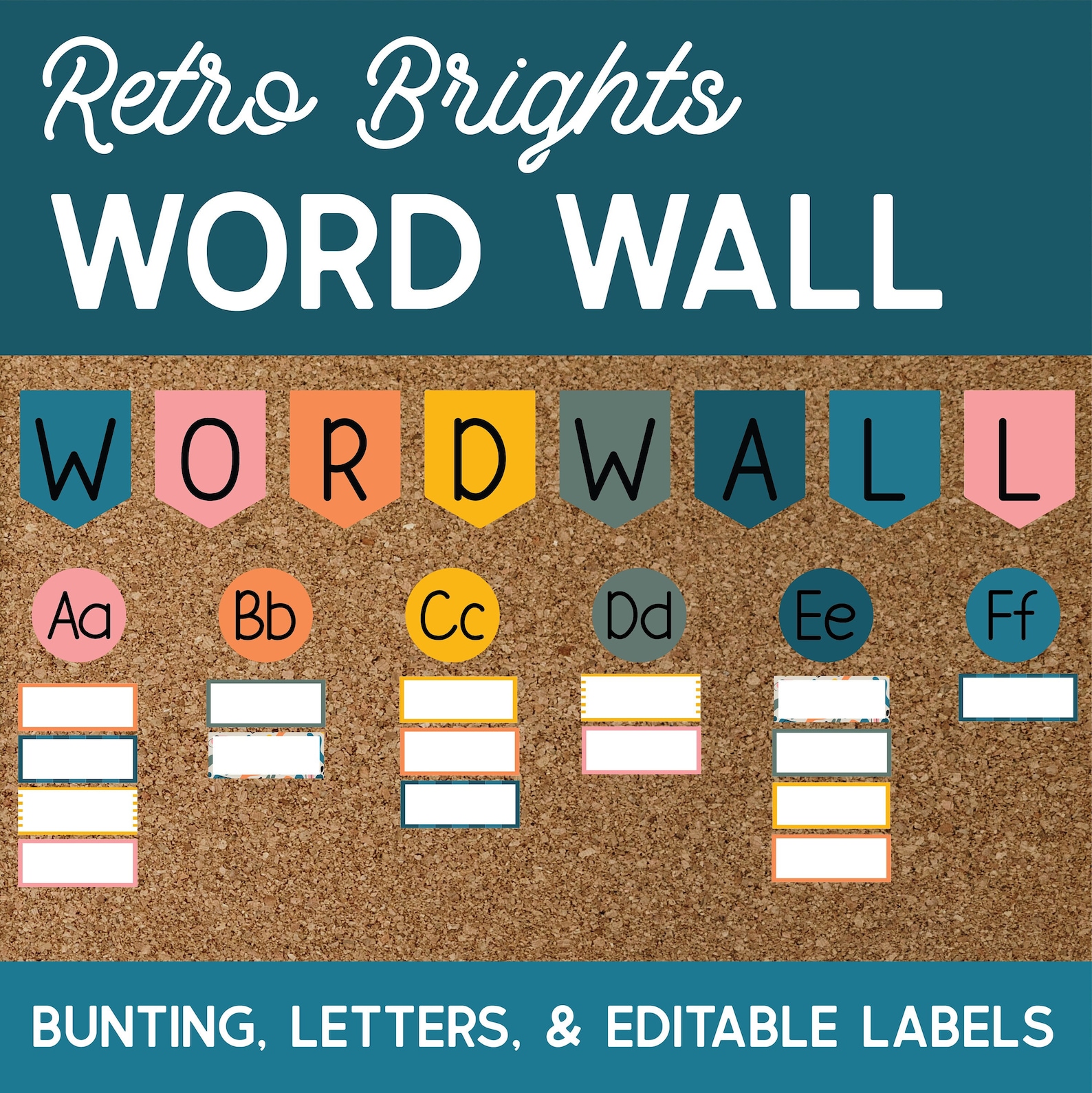 Retro Brights Word Wall Printable PDF Modern and Bright Classroom Décor ...