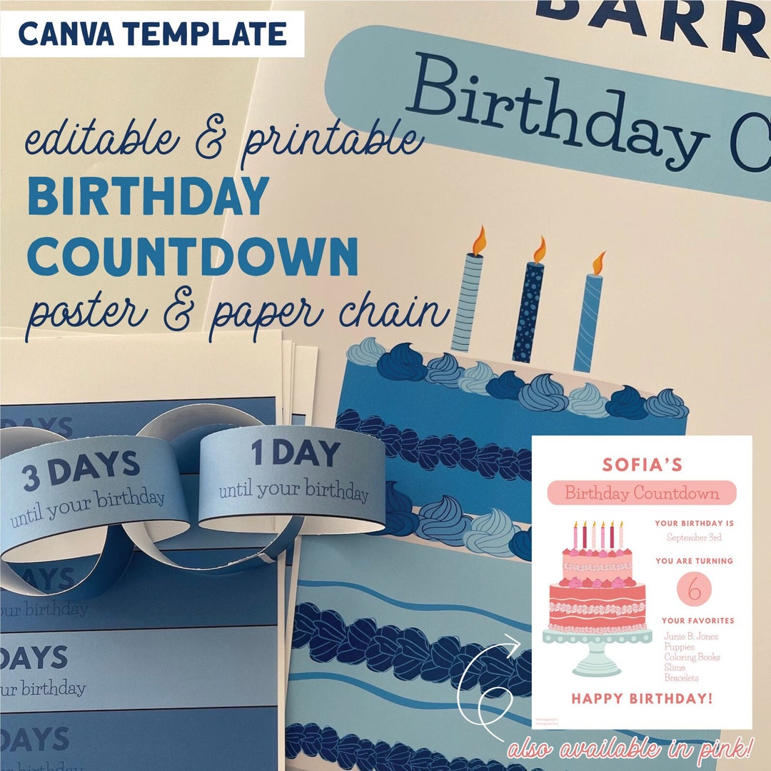 Printable Birthday Countdown Poster and Paper Chain | Birthday ...