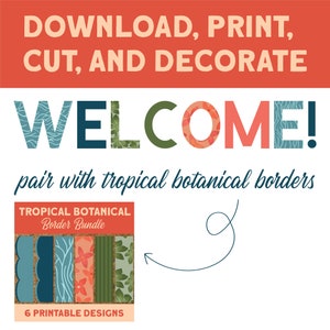 Tropical Botanical Bulletin Board Letter Bundle Printable PDF Colorful ...