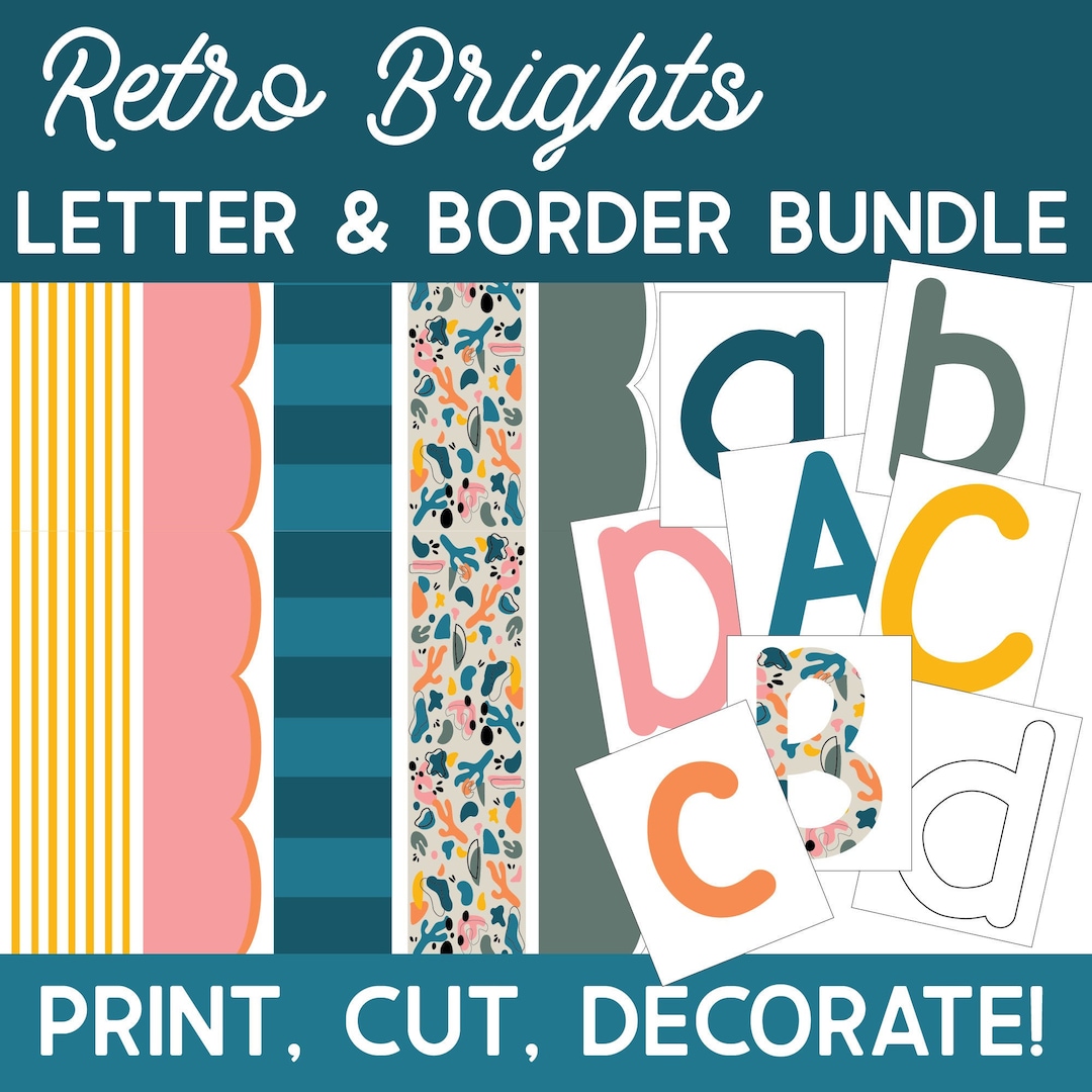 Retro Brights Bulletin Board Letter & Border Bundle | Printable PDF ...