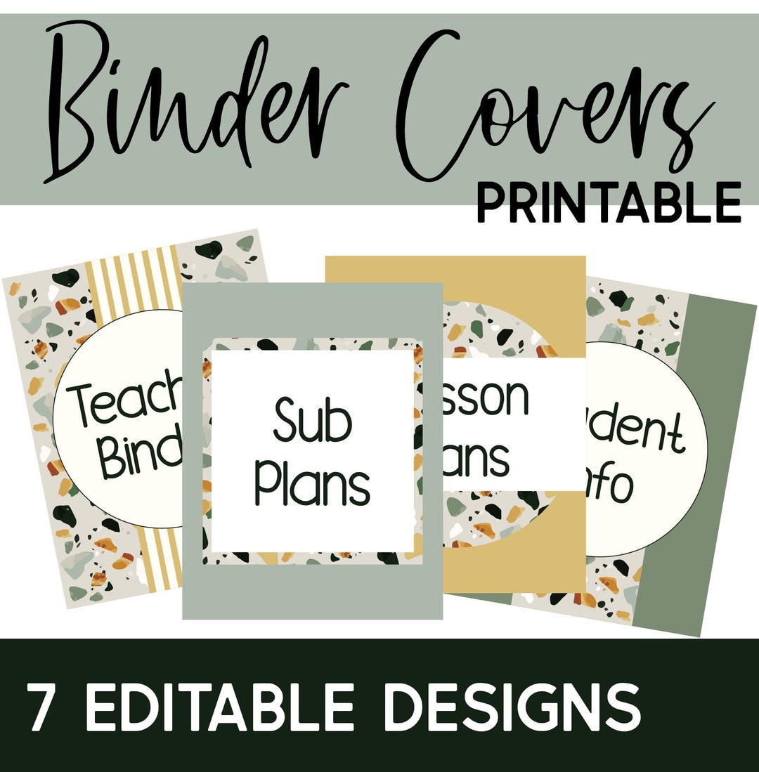 Modern Terrazzo Editable Classroom Binder Covers and Spines | Printable ...