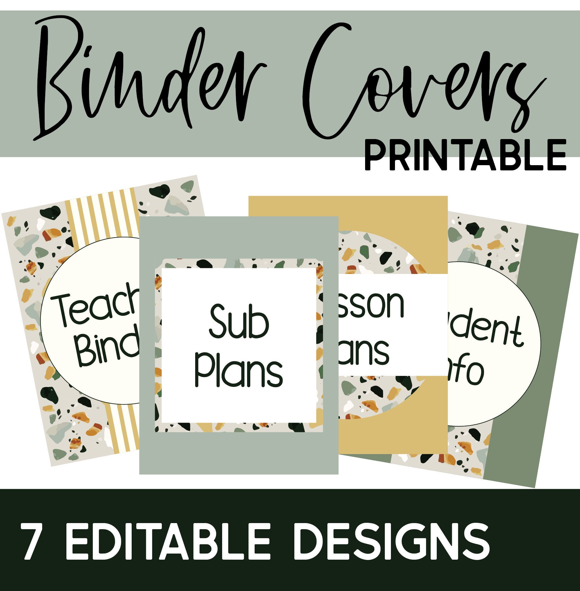Modern Terrazzo Editable Classroom Binder Covers and Spines | Printable ...