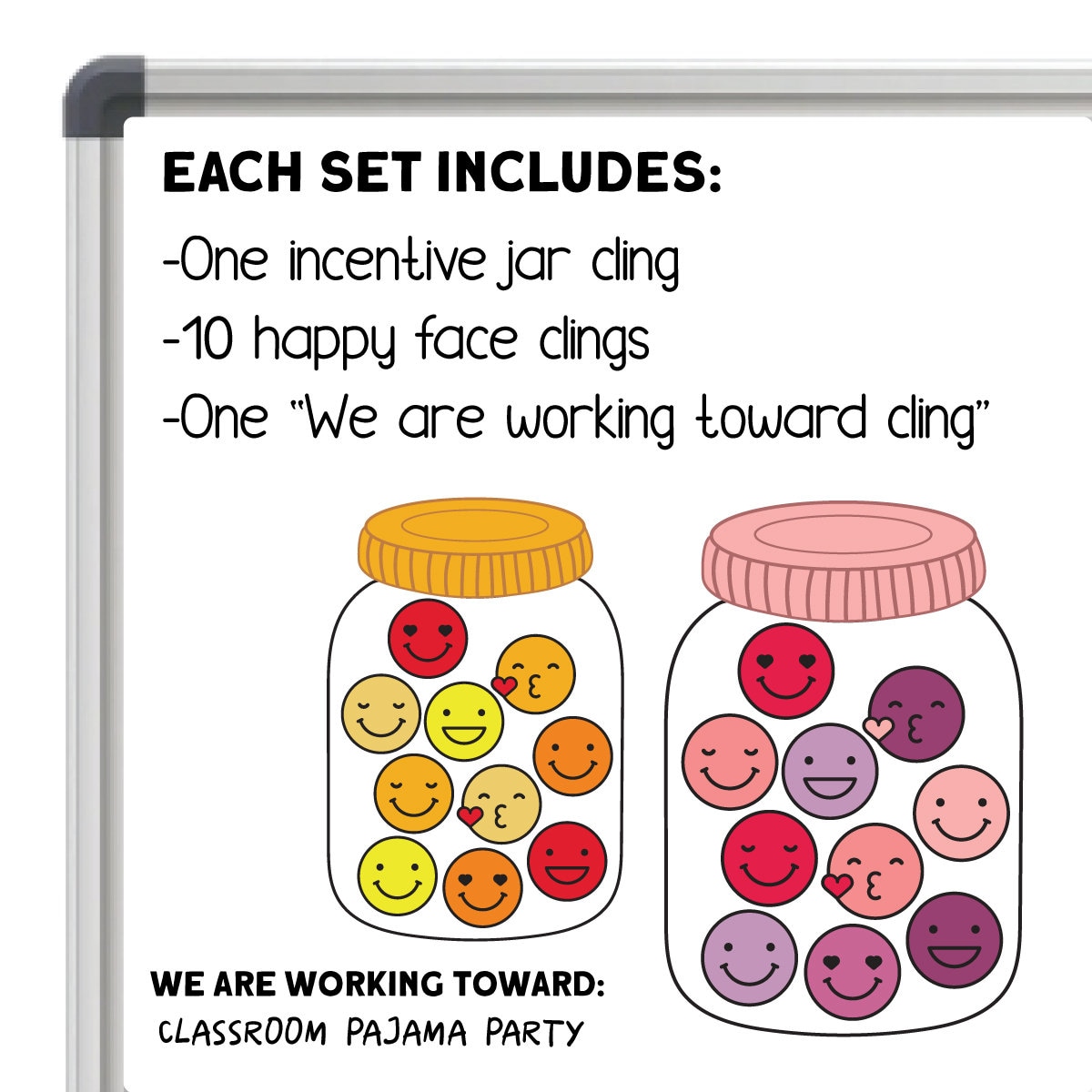 Smiley Incentive Jar Classroom Reward System Cling for the Whiteboard ...