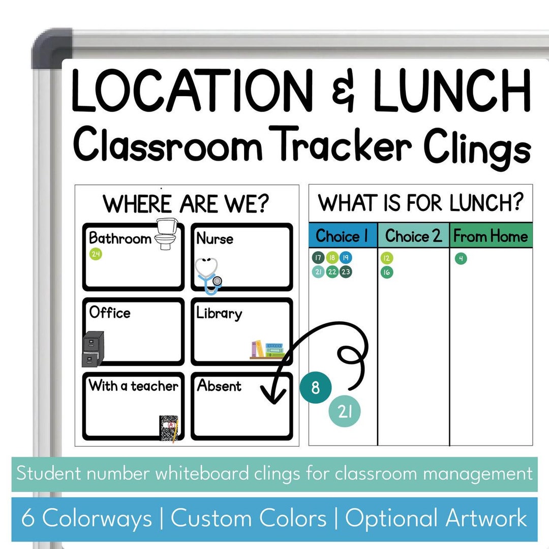 Location and Lunch Tracker Classroom Whiteboard Clings | Student Number ...