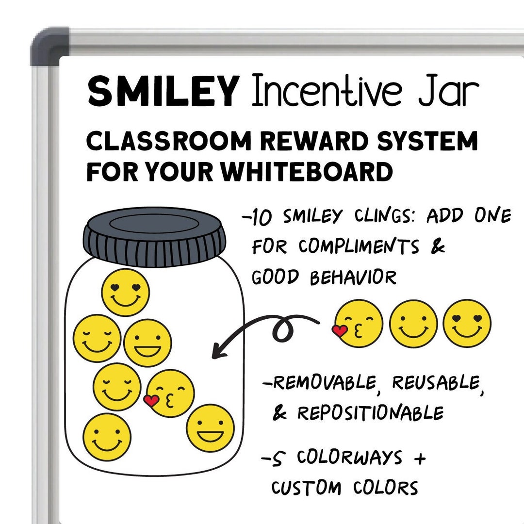Smiley Incentive Jar Classroom Reward System Cling for the Whiteboard ...