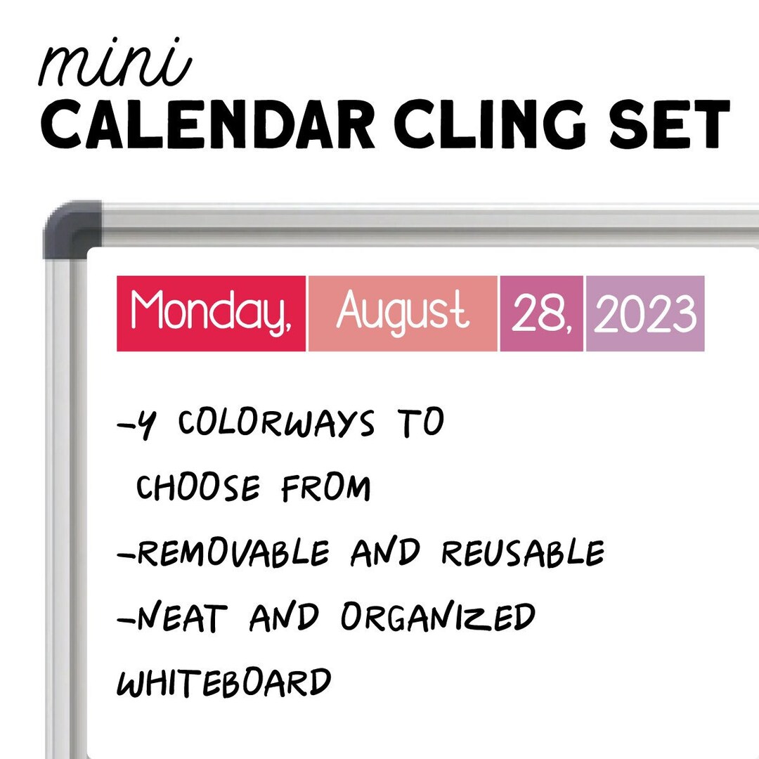 Mini Calendar Whiteboard Cling Set | Classroom Flip Chart Alternative ...