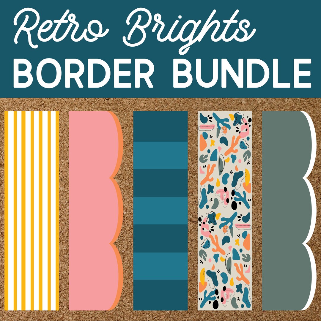 Retro Brights Bulletin Board Border Bundle | Printable PDF | Modern ...