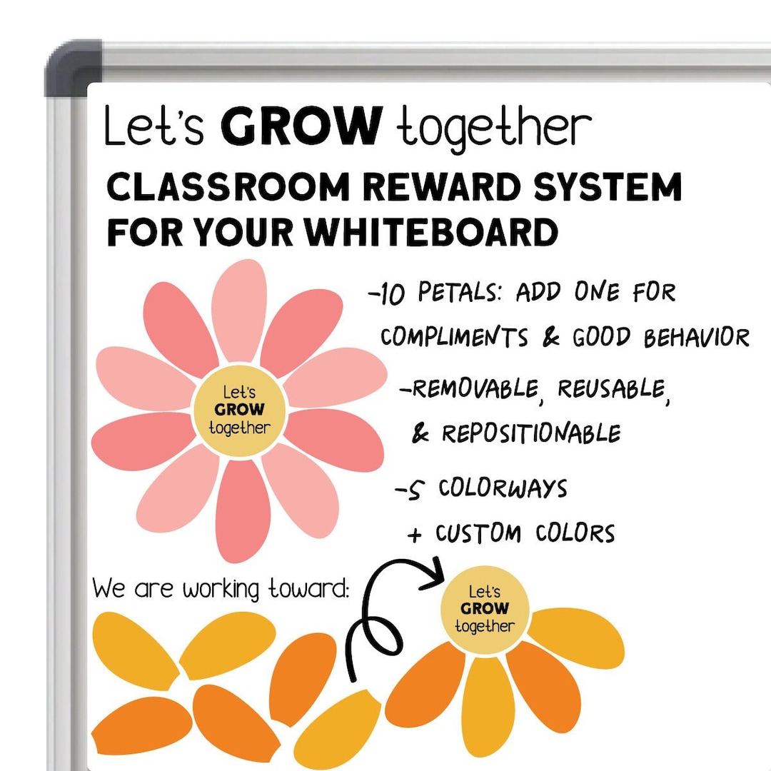 Let's Grow Together Classroom Reward System Cling for the Whiteboard ...