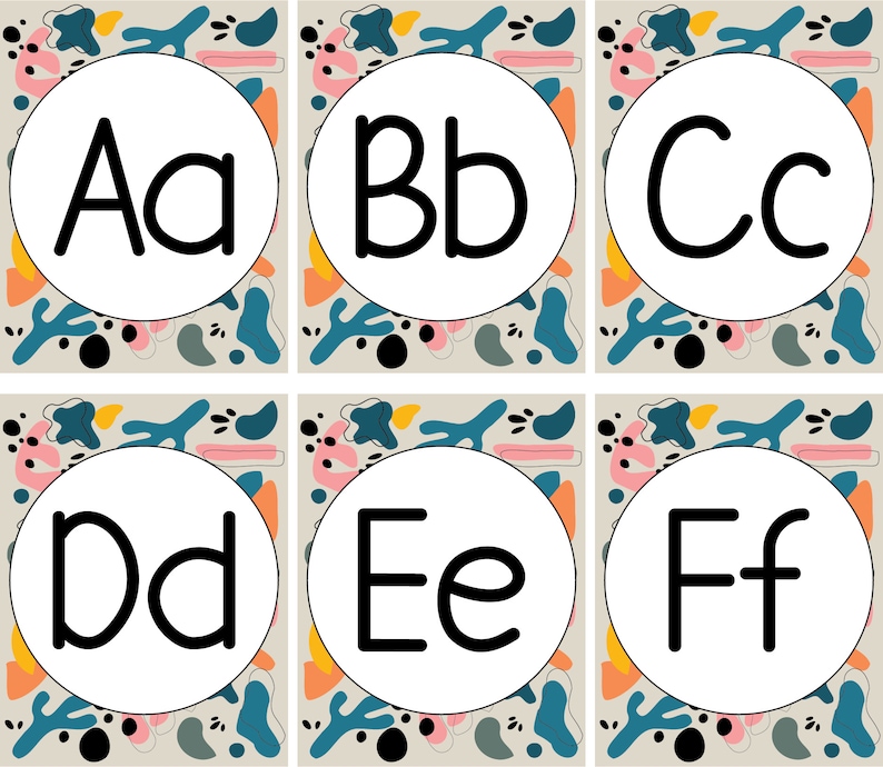 Retro Brights Alphabet Posters Printable PDF Modern and - Etsy
