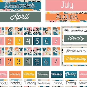 Retro Brights Calendar Bulletin Board Bundle | Printable PDF | Modern ...
