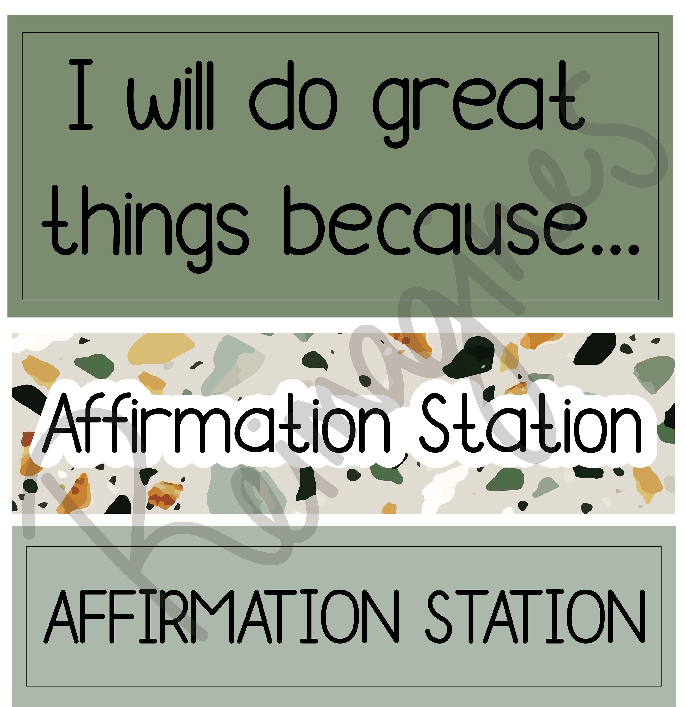 Modern Terrazzo Editable Affirmation Station | Affirmation Mirror ...