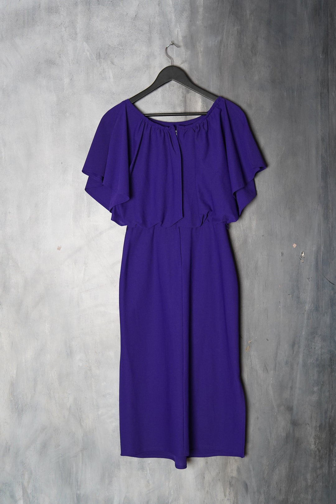 80s Purple Dress / Vintage Solid Violet Dress / Vintage Purple Dress ...