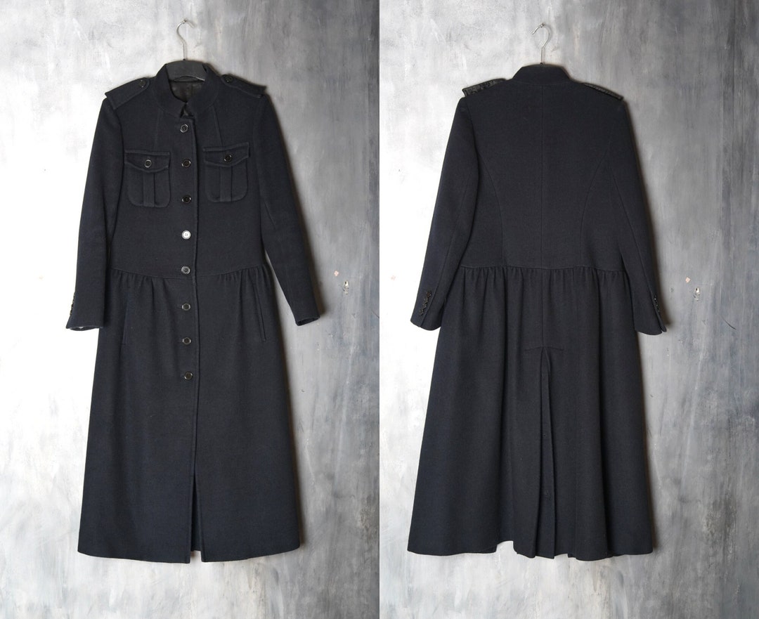 Vintage Women Dark Blue Japanese Coat / Japan Coat / Women Wool Coat ...
