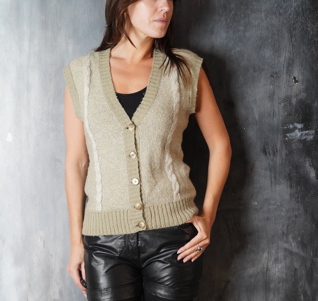 Vintage Knit Vest /women Button up Warm Winter Vest Pierre Lambert ...