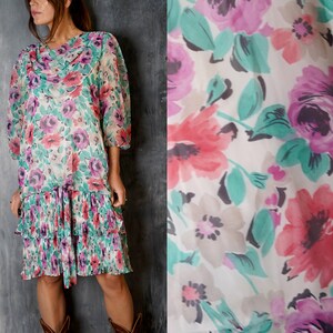 Vintage Floral French Dress Creations Doucel / 90s Floral Dress / XL ...