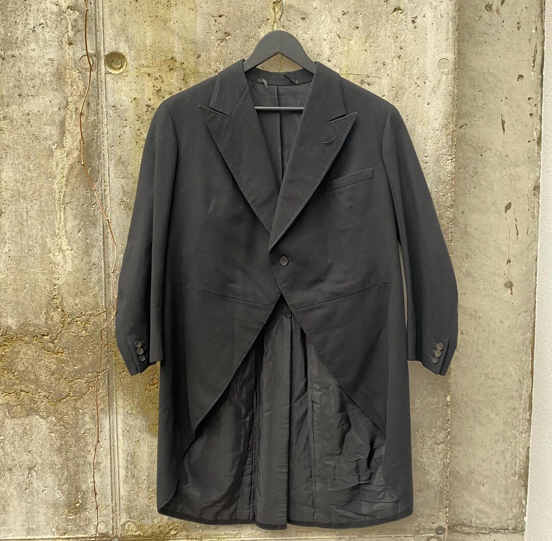 Vintage Black Morning Coat / Man Tuxedo Tailcoat XL / Wedding Coat ...