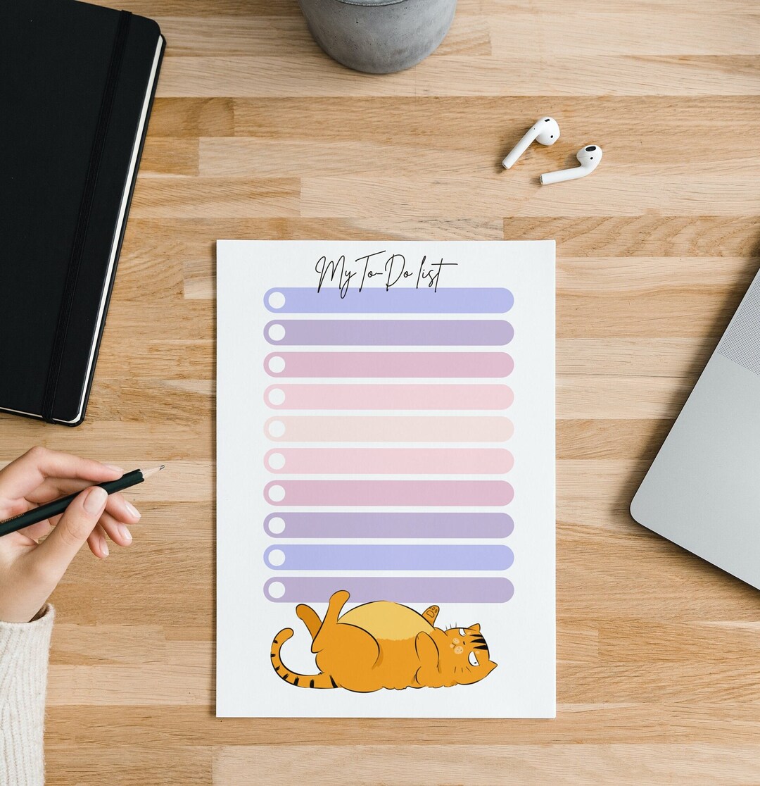Lazy Cat Printable To-do List, Work to Do List, Task List, Work List ...