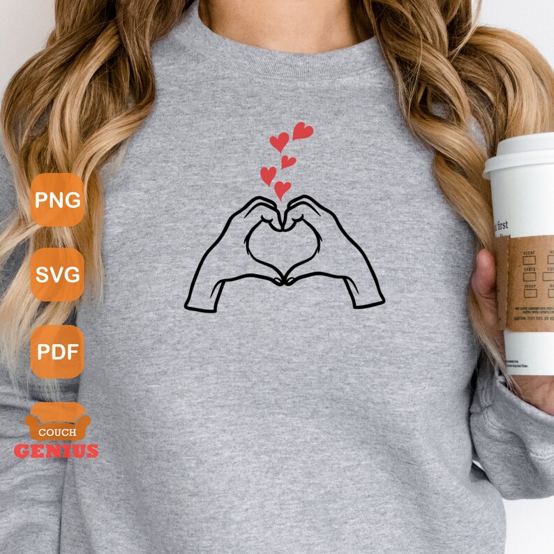 Finger Heart SVG, PNG, PDF, Love Clipart, Valentine's Day Gift for Her ...