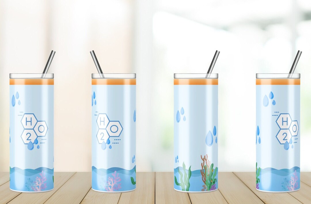 20oz Skinny Tumbler H2O Wrap Design, PNG, 9.2x8.3in, Sublimation ...
