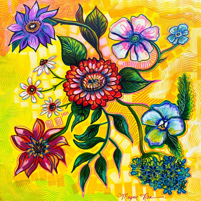 The Poetry of Flowers Original Painting | Floral Acrylic Painting - Etsy