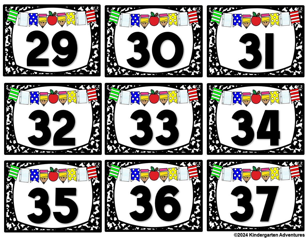 Student Number Labels-composition Notebook Theme - Etsy