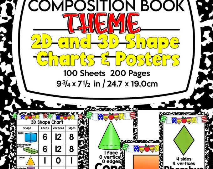 2D and 3D Shape Charts and Posters-composition Notebook Theme - Etsy