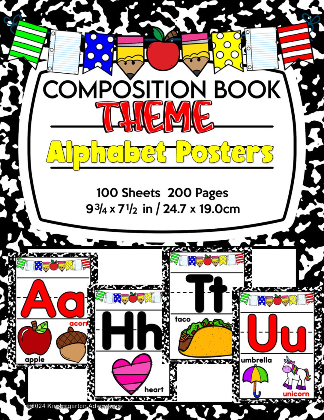 Alphabet Posters-composition Notebook Theme - Etsy