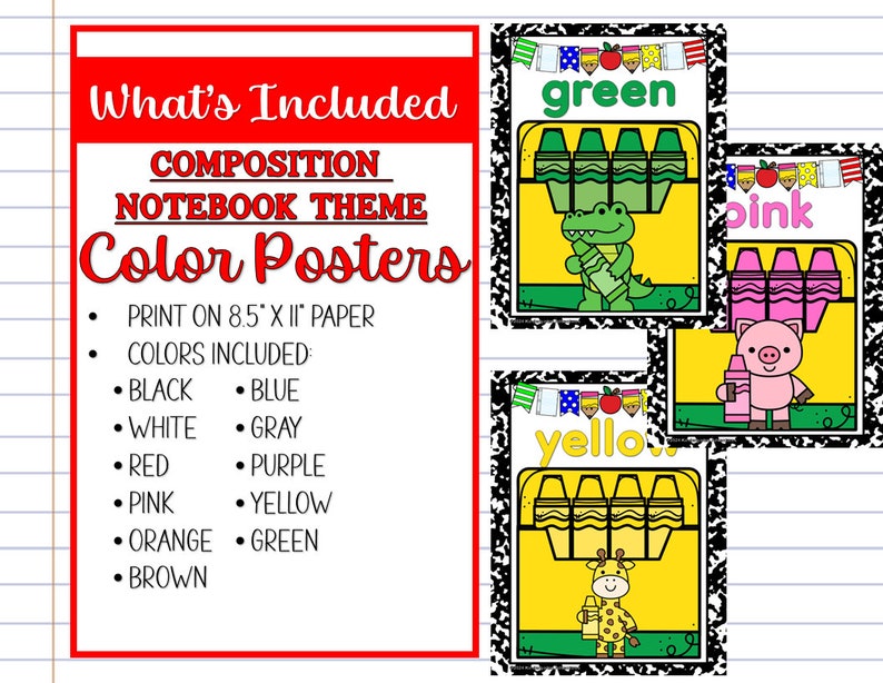 Color Posters-composition Notebook Theme - Etsy