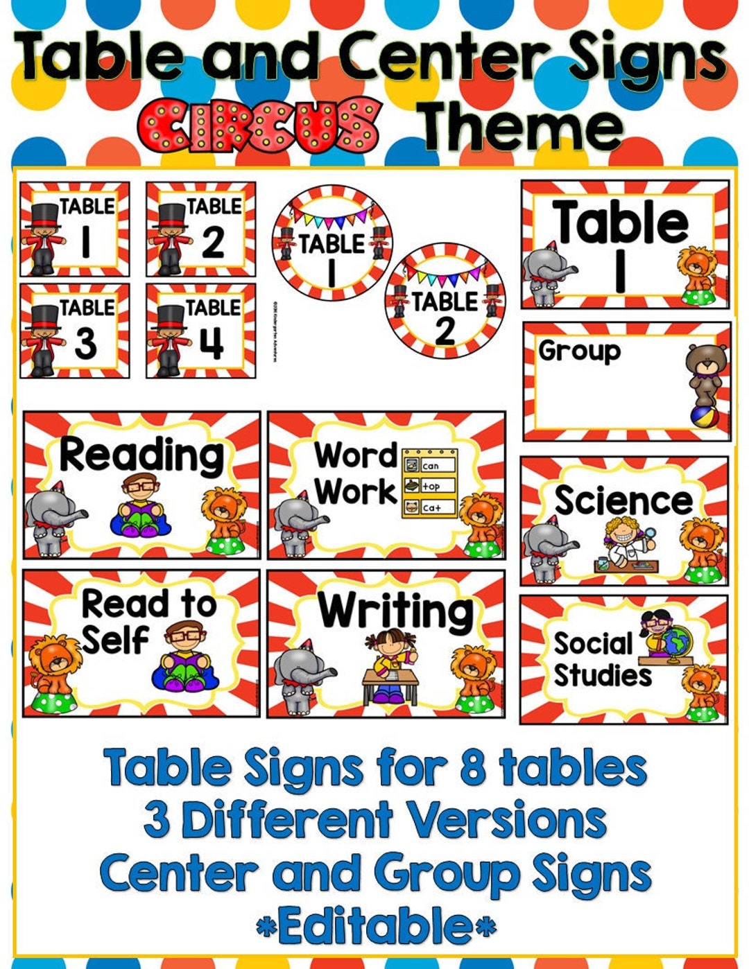 Table and Center Signs-circus Theme - Etsy