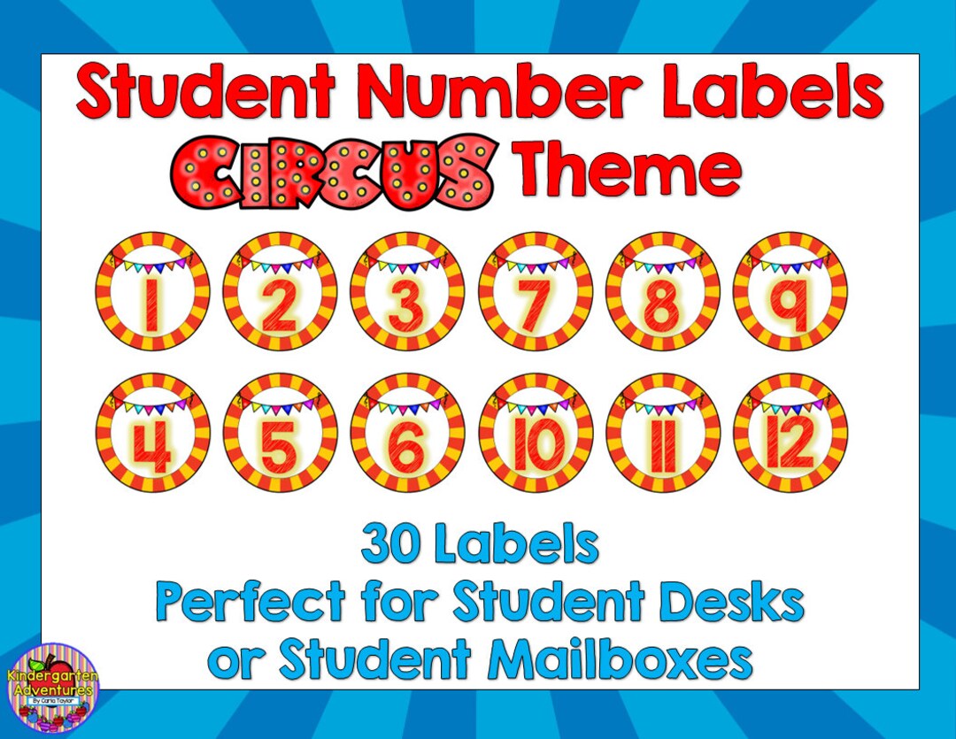 Circus Theme Student Number Labels - Etsy
