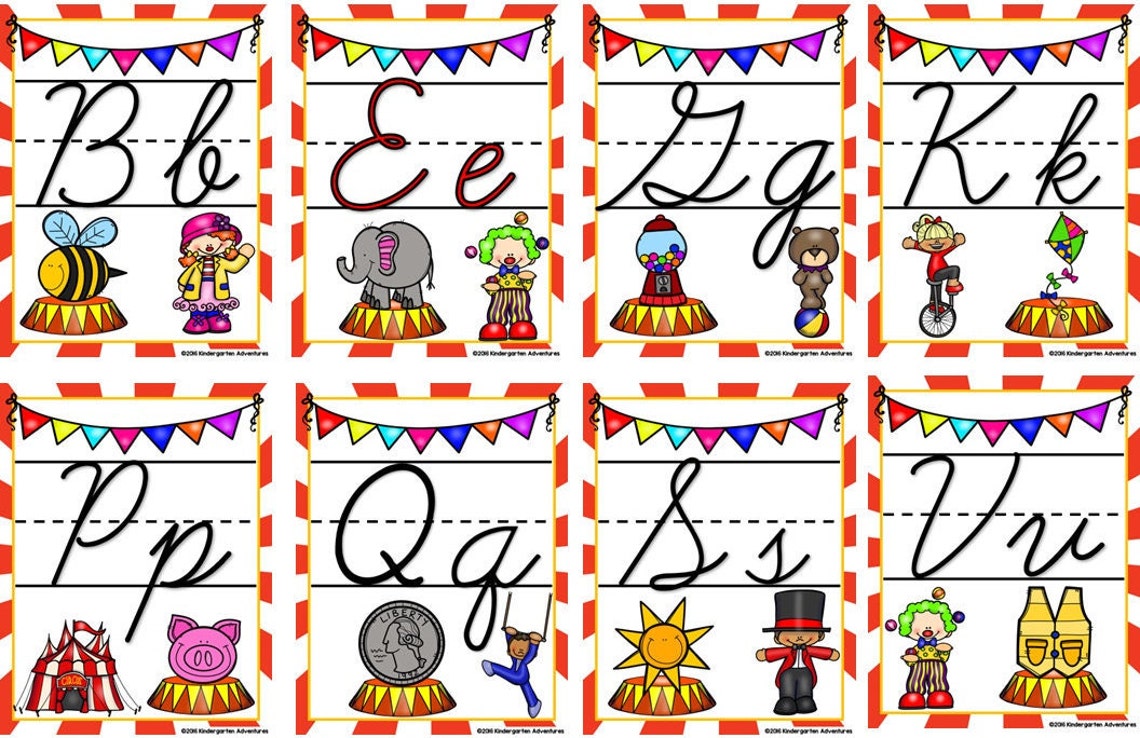 Alphabet Posters: Cursive Letters-circus Theme - Etsy