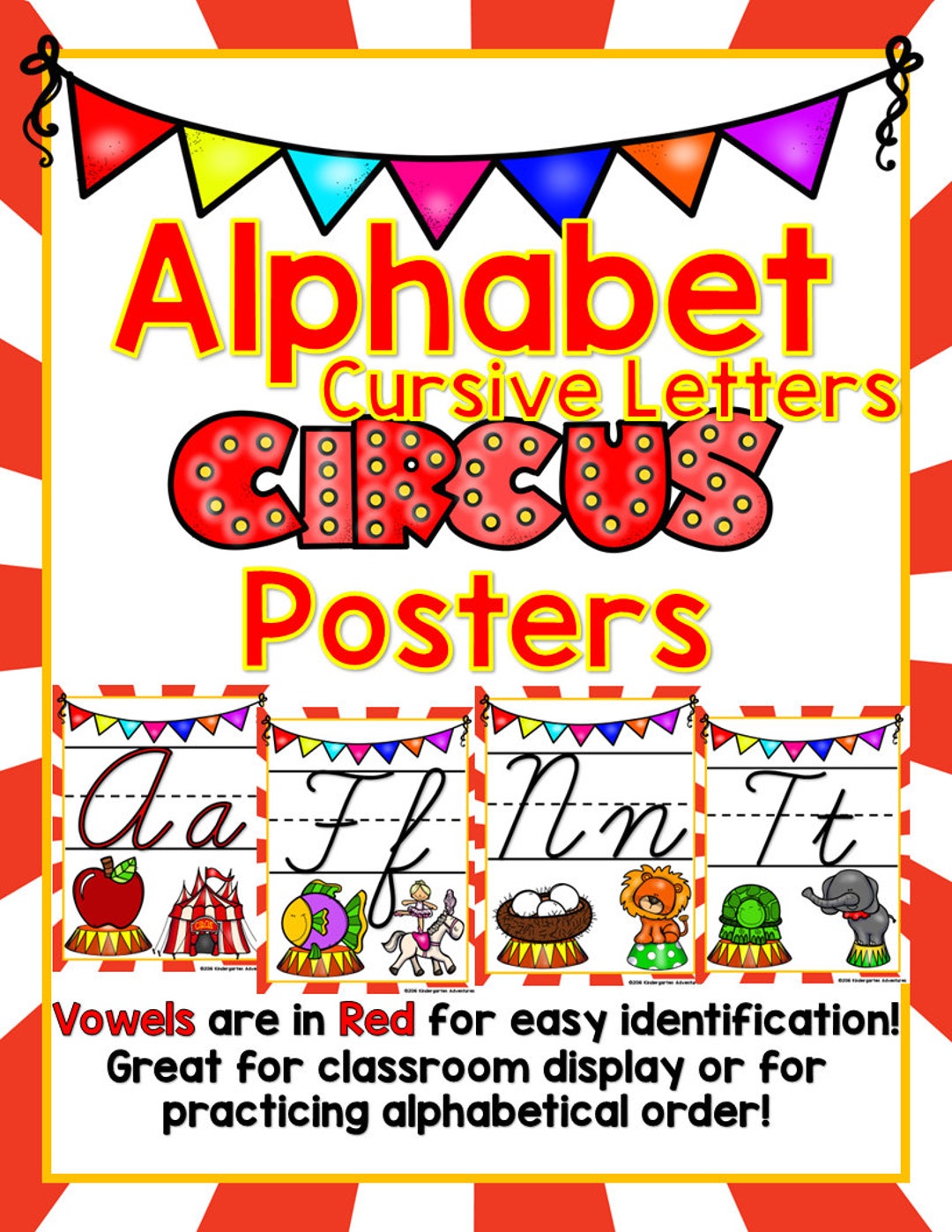 Alphabet Posters: Cursive Letters-circus Theme - Etsy