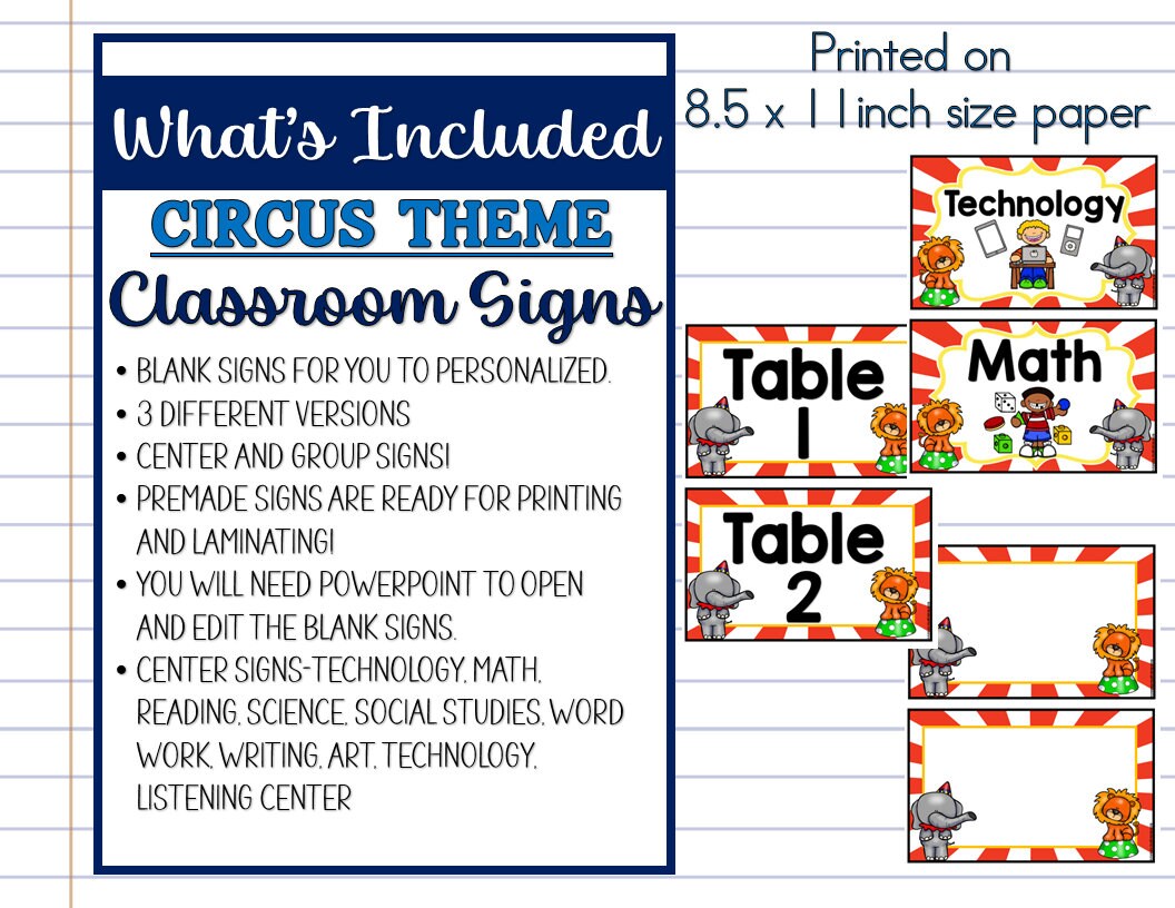 Table and Center Signs-circus Theme - Etsy