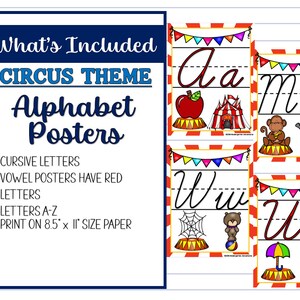 Alphabet Posters: Cursive Letters-circus Theme - Etsy