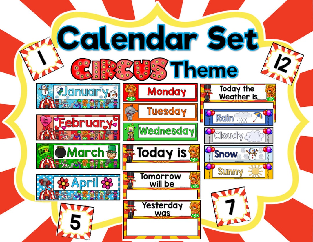 Classroom Calendar Set-circus Theme - Etsy