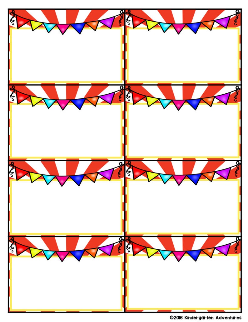 Classroom Supply Labels-circus Theme: Editable Blank Labels - Etsy