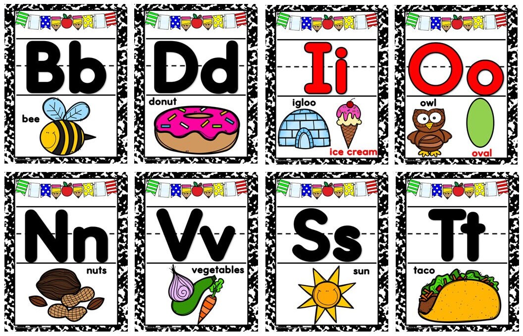 Alphabet Posters-composition Notebook Theme - Etsy