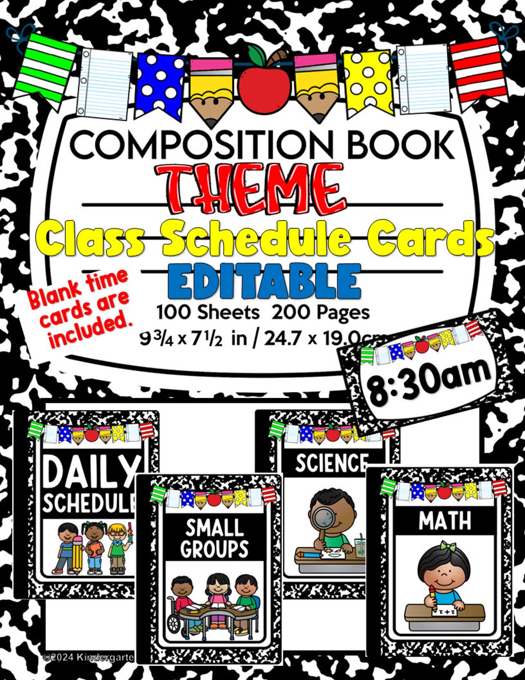 Class Schedule Cards-composition Notebook Theme - Etsy