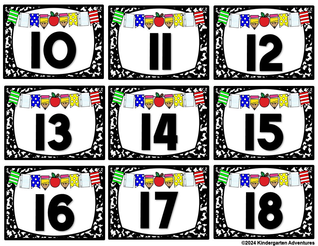 Student Number Labels-composition Notebook Theme - Etsy