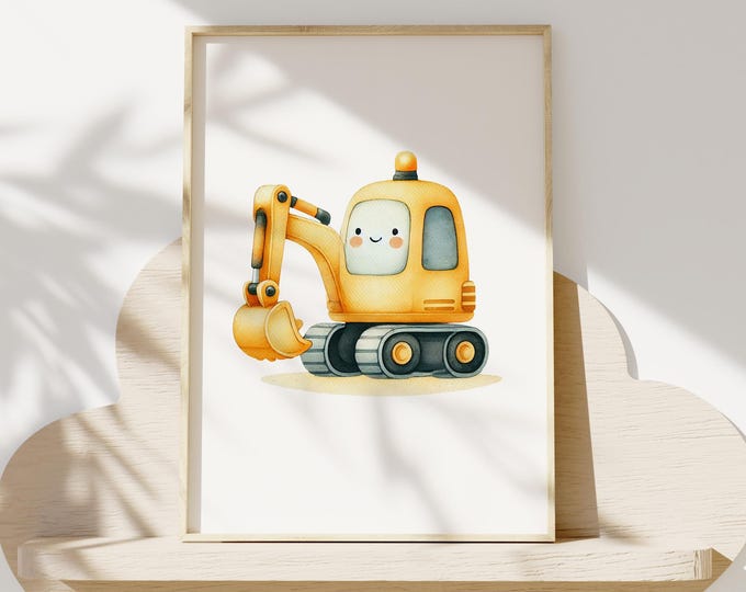 Bagger Poster I Baustelle Poster, Fahrzeug Poster, Bauarbeiter Poster ...